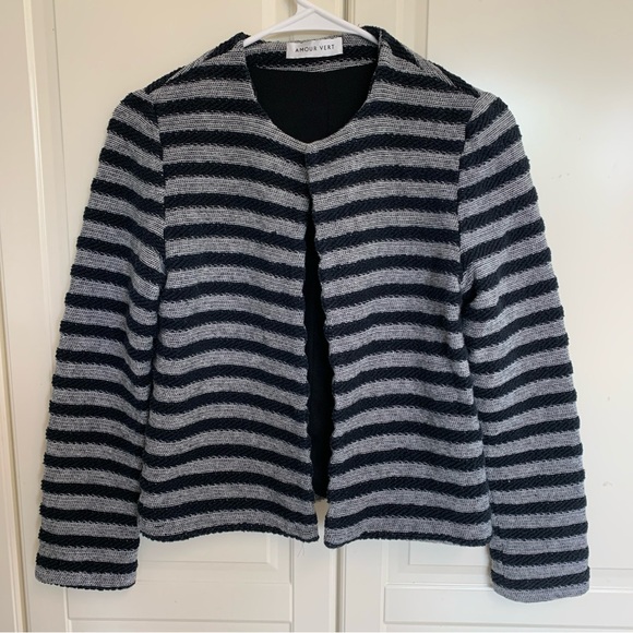Amour Vert | Jackets & Coats | Amour Vert Striped Knit Blazer Short ...